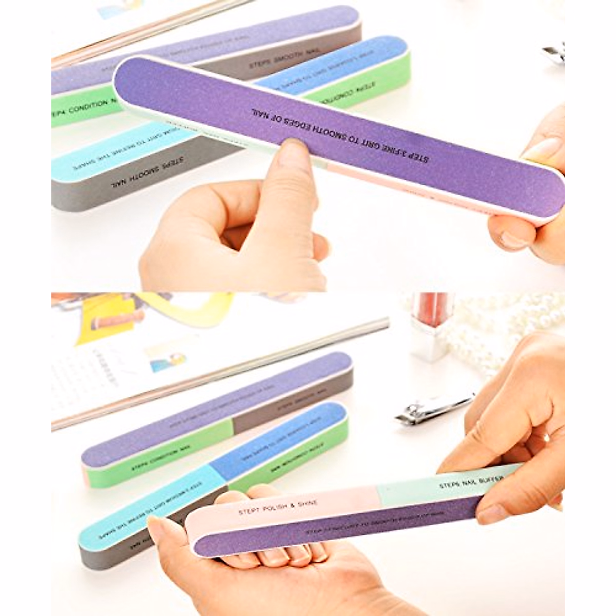 Honbay 6PCS Nail Art Tool Nail File Nail Buffer Cosmetic Manicure, 7 Ways