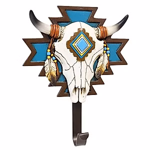 The Bridge Collection Southwestern Bull Steer Skull Hanging Wall Key Hook- Western Keys Hanger