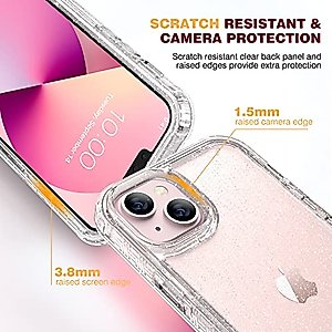 Diaclara Designed for iPhone 13 Case, Full Body Rugged Case with Built-in Touch Sensitive Anti-Scratch Screen Protector, Soft TPU Bumper Case for iPhone 13 6.1" (Clear Glitter)