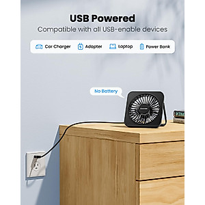 Gaiatop USB Desk Fan, 5 Inch Personal Fan Small Portable Table Fan with 180° Tilt Folding and 3 Speeds, Strong Wind Ultra Quiet Personal Cooling Fan For Office Home Bedroom Desktop Travel