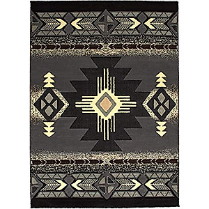 Champion Rugs Southwest Navajo Aztec Native American Tribal Gray Area Rug Carpet (8 Feet X 10 Feet)