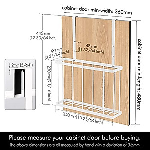 KES Cabinet Door Organizer with Towel Bar, Cutting Board Organizer for Kitchen, Over the Cabinet Door Organizer, White, KUR520-WH