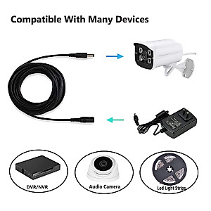 DC 12V Power Adapter Extension Cord Cable 4 Pack 10ft/3m 2.1mm x 5.5mm Power Adapter Supply Camera Extension Cable for CCTV Wireless IP Security Camera, LED Strip, Monitors,DVR, Audio Camera,Router