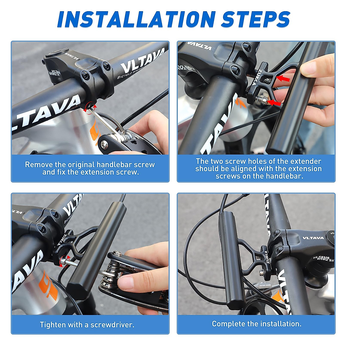 ZUKKA Bike Handlebar Extender Double Handlebar Extension Bracket Integrated Molding Aluminum Alloy - Double Screw Fixations Bicycle Space Extension Mount