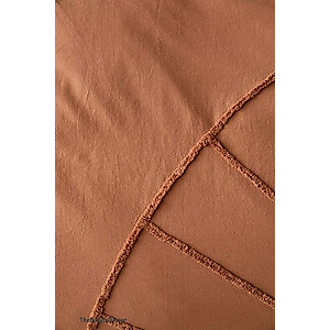 3 Pieces, Queen Size, 300 TC, Pure Washed Percale Cotton Down Comforter Cover with Zip Closure | Ultra Soft & Lightweight, Easy Care Bedding Set of 1 Tufted Duvet Cover + 2 Pillow Covers - Terracotta