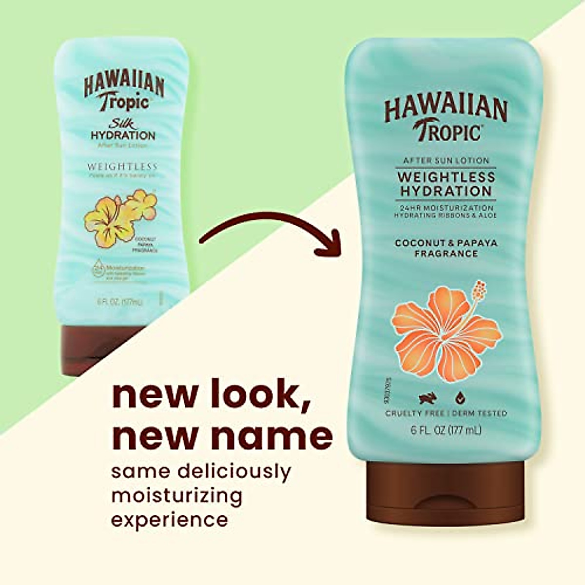 Hawaiian Tropic Silk Hydration Weightless After Sun Gel Lotion With Hydrating Aloe And Gel Ribbons, 6 Ounces -2 Count (Pack of 1)