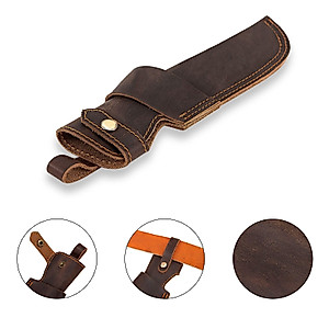 Knife Sheath,Leather Knife Sheath for Belt,Chef Knife Guard,Knife Holster for 5 inch Blade Knife,Knife Holder,Knife Cover Sleeve,EDC Belt Organizer,Sheath for Chef Meat Cleaver,Gifts for Men
