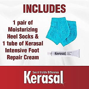 Kerasal Intensive Foot Repair Skin Healing Ointment, 1 Oz and Moisturizing Gel Socks, One Pair (Packaging May Vary)