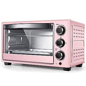 Mini Oven 23 L,Electric Oven 1300 W Adjustable Temperature 70-250 ℃ and 60 Minutes Timer with 3 Heating Functions for Baking Cooking Grill (Pink)
