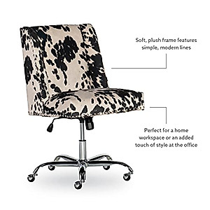 Linon Clayton Black Cow Print Office Chair, Metallic
