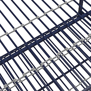 DHP Miles Low Metal Bunk Bed Frame for Kids, With Built-in Ladder, High Guardrail and Metal Slats, Floor Bed Bottom Bunk, No Boxspring Required, For Small Spaces, Full-Over-Full, Blue