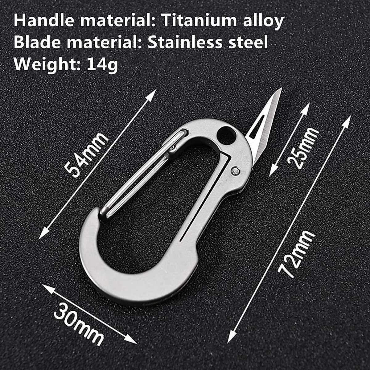 SZHOWORLD Small Titanium Carabiner with Folding Knife, EDC Multitool Keychain Clip Box Cutter, Perfect for Everyday Carry, Outdoor,Office,Camping,Hiking