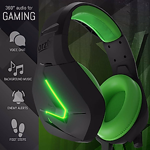 Orzly Gaming Headset (Green) for PC and Gaming Consoles PS5, PS4, Xbox Series X | S, Xbox ONE, Nintendo Switch & Google Stadia Stereo Sound with Noise Cancelling mic - Hornet RXH-20 Sagano Edition