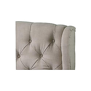 Best Master Furniture Yvette Upholstered Tufted with Wingback Platform Bed California King, Beige