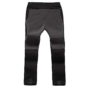 Gash Hao Men's Ski Snow Pants Waterproof Hiking Snowboard Pants Breathable Fleece Lined Zipper Bottom Leg (170Black 32W X 34L)