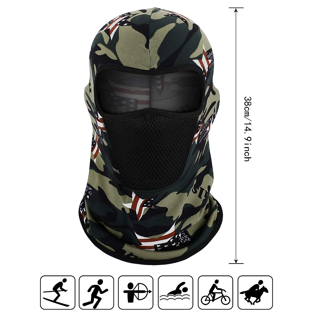 Blulu 4 Pieces Balaclava Full Face Mask Winter Windproof Balaclava Neck Sun Protection Breathable Face Cover (Camouflage)