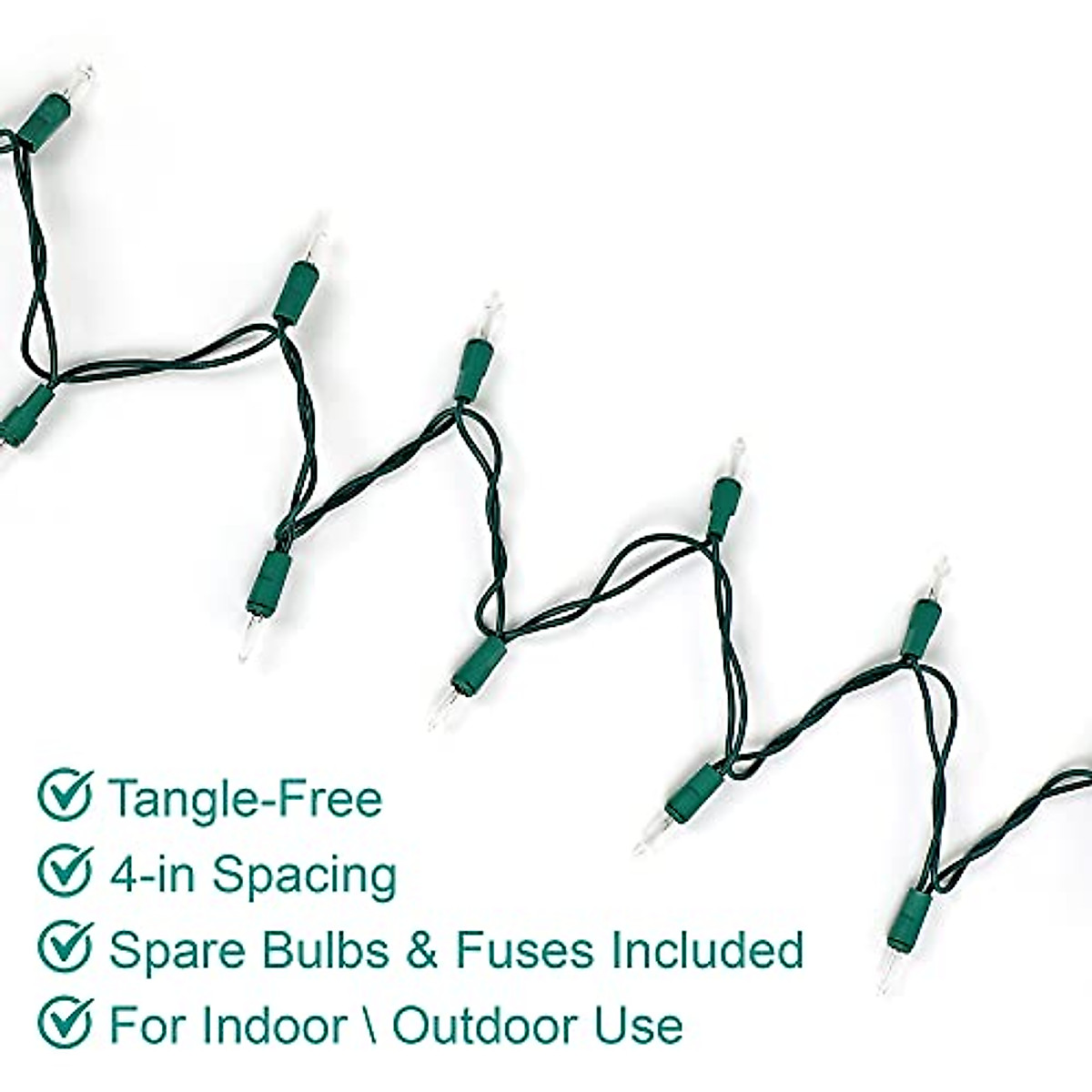 100 Christmas Mini Lights - 24.8 ft / 7.5m - 120V - Warm White Bulbs 2800K - Green Wire - 120V - End to End Connection - Indoor & Outdoor Use - Light Strings for Christmas Tree and New Year Decoration
