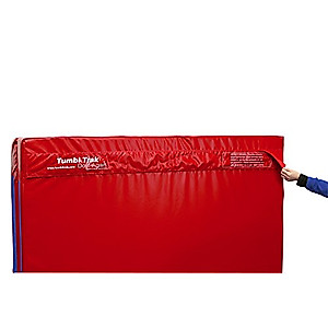 Tumbl Trak Folding Practice Mat, 5ft x 10ft x 8in, Crash Pad for Gymnastics, Cheerleading, Dance and Martial Arts (Red)