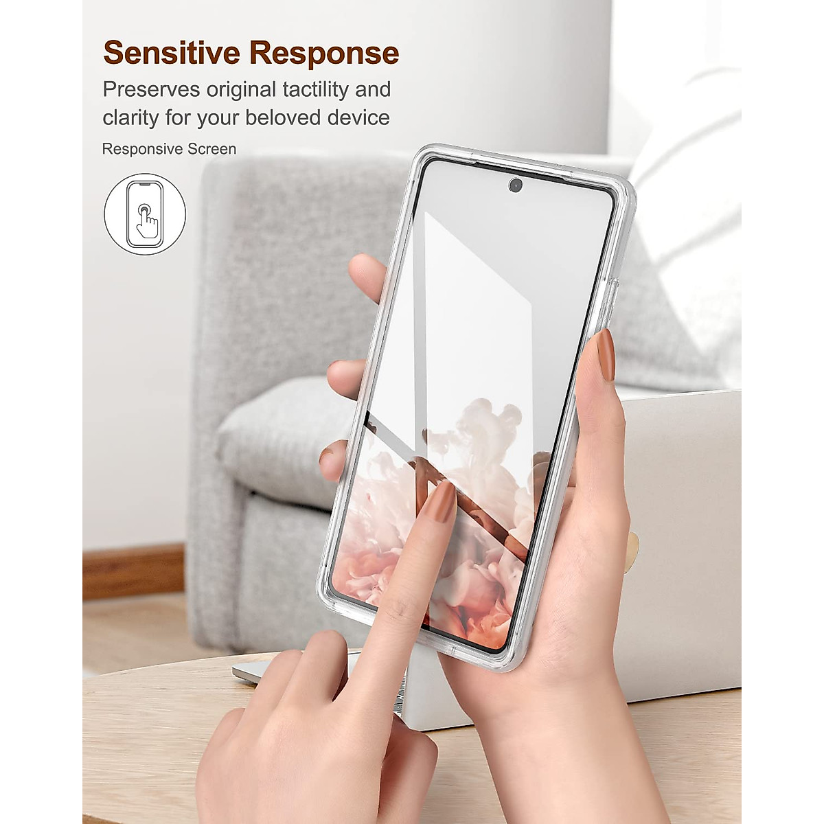 SURITCH Phone Case for Samsung Galaxy Note 20 Case, Front Cover with Built-in Screen Protector Full-Body Protection Shockproof TPU Bumper Protective Case for Man Women Cute, White Marble