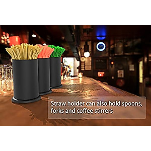 MyLifeUNIT Straw Holder Dispenser, Stainless Steel Kitchen Utensil Organizer 6.7" x 4.9", Black