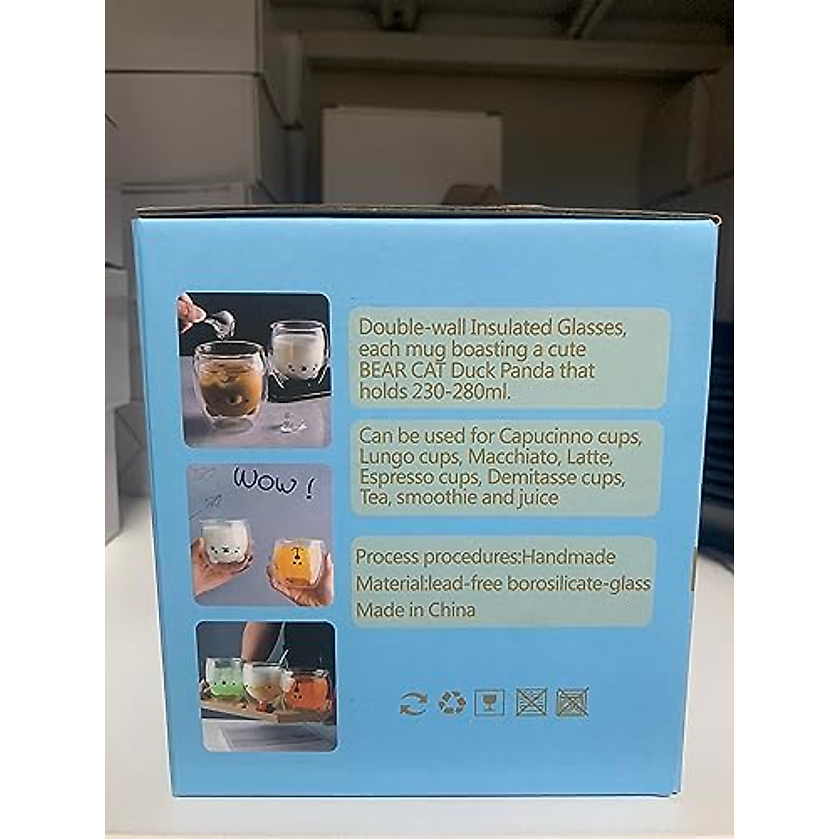 Binoster Cute Mugs Christmas Coffee Mug, Tea Cup, Milk Cup Glasses Double Wall Insulated Glasses Espresso Cup, Best Christmas for Women,Men,Kid, Office and Personal