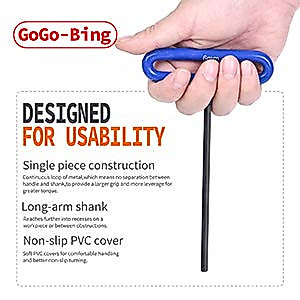 Oerfred GogoBing Cushion Grip Hex t handle torque T-Key allen wrench sets long screwdriver tool - 8 SAE Standard 3/32-1/4 Inch & 8 Metric 2.5-6 MM Sizes & 8 Torx T9-T40, Red&Blue&Green