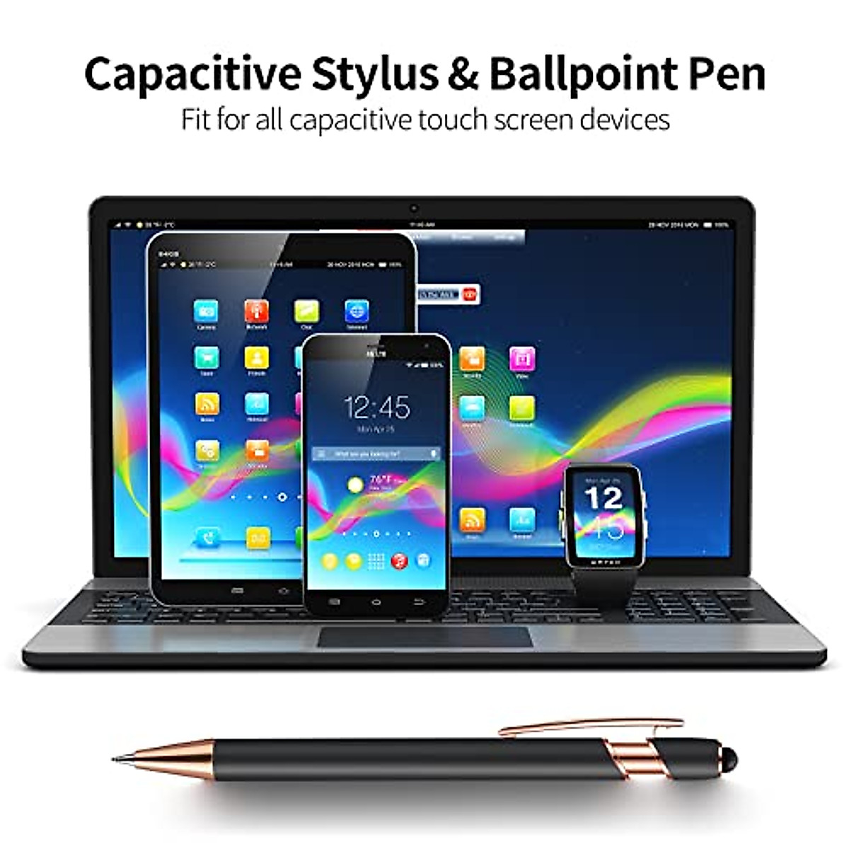 Vebermo Personalized Pens with Stylus - Custom Engraved Metal Ballpoint Pen for Executives, Teachers, and Students. Ideal Gift for Graduations, Promotions, and Events