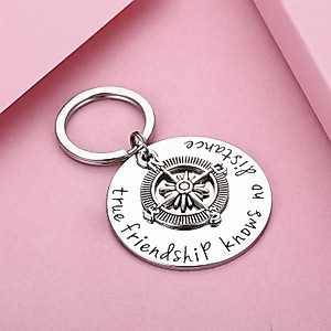 Udobuy Best Friend Keychain - True Friendship Knows No Distance Compass Keychain Long Distance Relationship Gifts