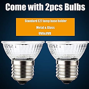 Horior Reptile UVA UVB Lamp for Turtle Lizard Basking Heat Light with 360° Clamp Dimmable Light for Reptile