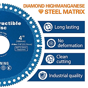 Indestructible Disc for Angle Grinder - 4 Inch Diameter, 7/8'' Arbor - Premium Quality 5pcs