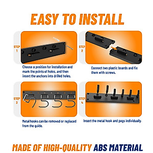 POETISKE Garage Tool Organizer Wall Mount 4PC, Garage Storage Shelving, Heavy Duty Wall Mount, 64" Extendable Racks, Ideal Hooks for Hanging Garden Tool, Mop Shovel Kitchen Yard Storage