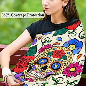 Sugar Skeleton Flower Baby Car Seat Cover for Baby Boys and Girls Breathable Lightweight Carseat Cover Baby Carrier Cover Soft Flexible for Girls Boys