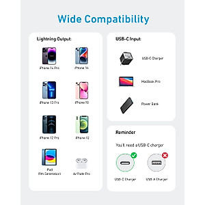 Anker USB-C to Lightning Cable, 310 USB-C to Lightning Cable (6ft), MFi Certified, Bio-Based Fast Charging Cable PowerCore 10000 Portable Charger, 10000mAh Power Bank (Black)