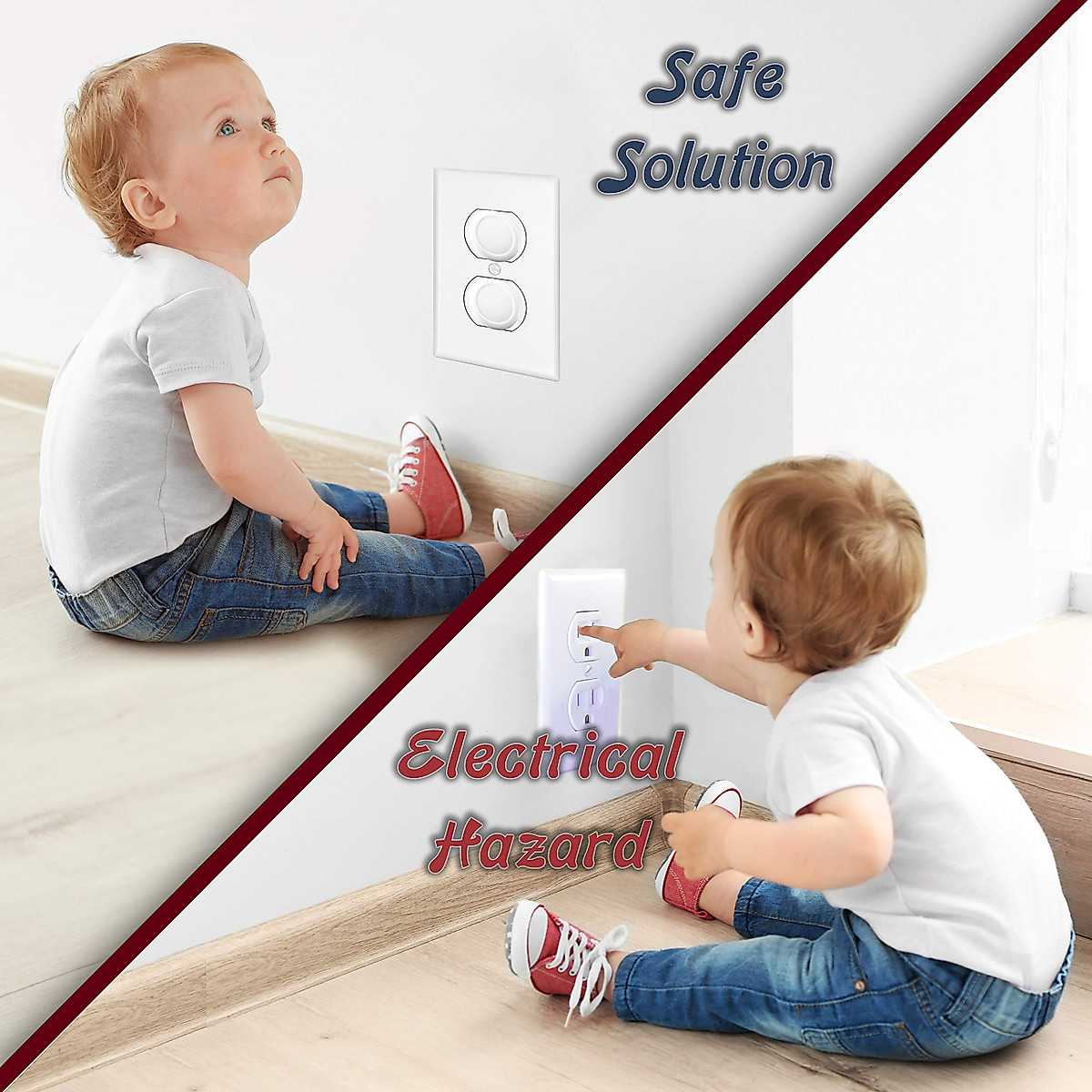 50 Pack - Outlet Plug Baby Safety Covers - Protect Little Kids from Electrical Danger with Child Proof Socket Caps - White - Driddle