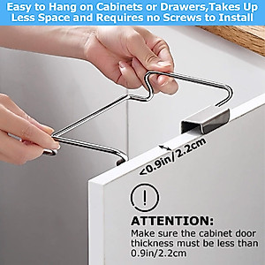 WOPPLXY 4 Pcs Stainless Steel Trash Bag Holder for Kitchen Cabinets Doors and Cupboards, 9.25 x 6 x 1.77 Inch Under Sink Bag Holder for Plastic Bags, Garbage Bag Holder for Cabinet