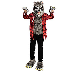 Spooktacular Creations Red Werewolf Halloween Kids Costume with Mask, Gloves and Shoes for Halloween Dress Up Parties, Festivals-S(5-7yr)