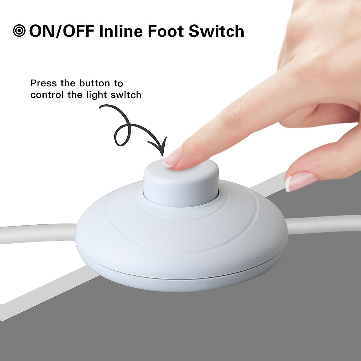 Helunsi 3Pcs Floor Lamp Foot Switch, White Foot Pedal Switch, Round Floor Lamps Foot Inline Switch, Step ON Off Spring Push Button, for Control Replacement Floor Lamp Extension Cord Parts - Pack of 3