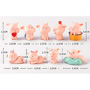 MAOMIA Miniature Pig Figurines, Cute Pink Piggy Toy Figures Cupcake Toppers for Fairy Garden Car Party Decor(Pack of 9)