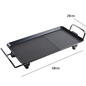 Electric Griddle Grill, Family Indoor BBQ, waterproof Smokeless Coated Non-Stick Griddle Pan, 5-Level Control with Adjustab le Temperature, for Camping Indoor Outdoor Parties (68CM*28CM)
