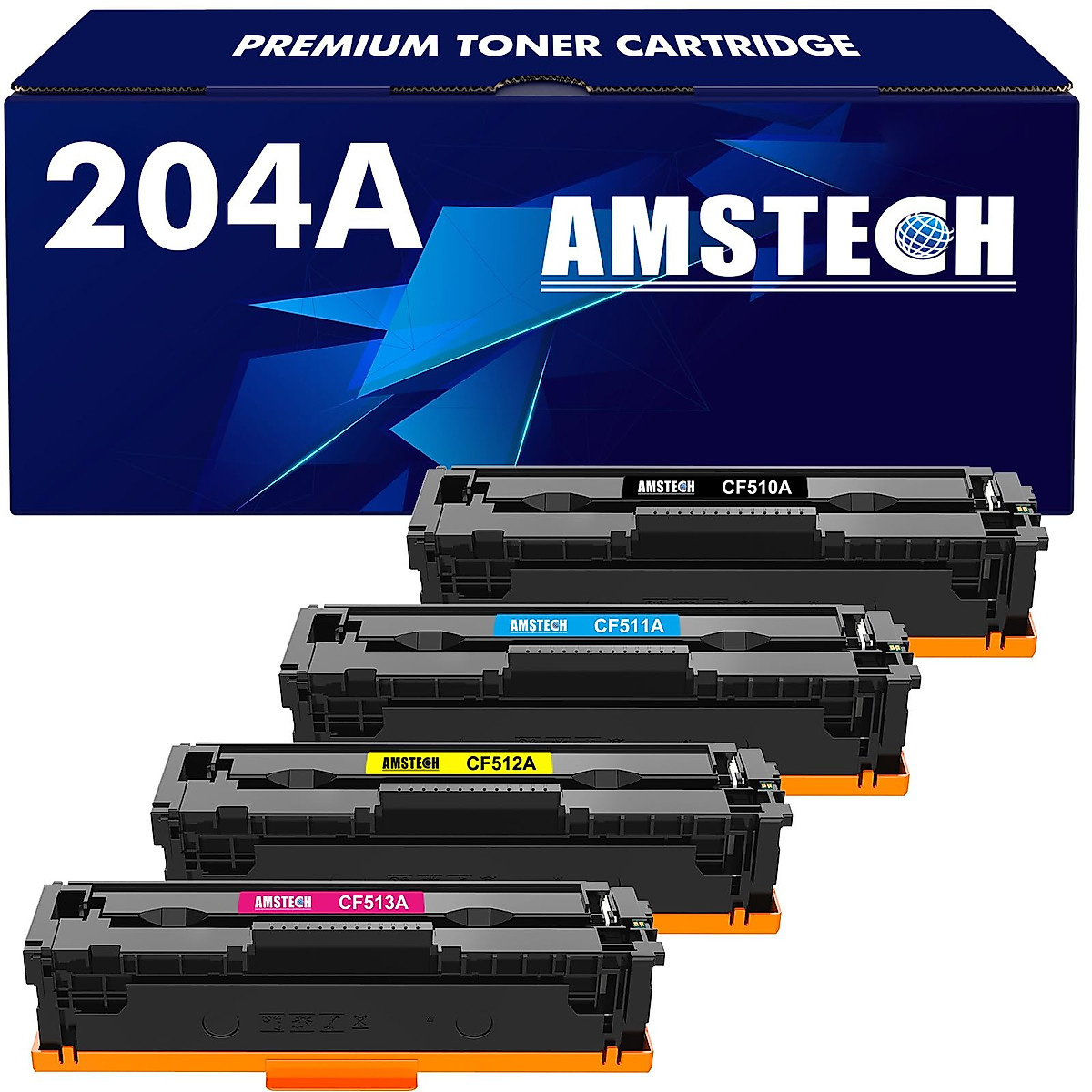 Amstech 204A Toner Cartridges 4 Pack Replacement for HP 204A 204 M180nw Toner Cartridges for HP Color Pro MFP M180nw M180 M180n M181fw M154a M154nw M154 M180 Printer (CF510A CF511A CF512A CF513A)