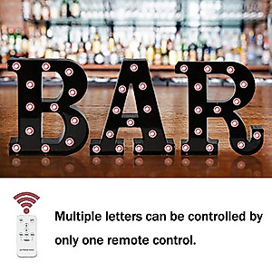 LED Black Alphabet Marquee Letters Sign Light Up Marquee Number Letter Lights Sign with Diamond Bulb for Night Light Home Bar Christmas Lamp Birthday Party Wedding Decoration L