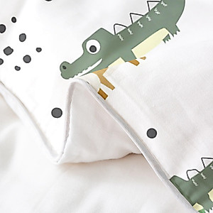 Cartoon Cows 100% Nature Cotton Duvet Cover,Boys Crocodile Elephant Farmhouse Animals Bedding Set for Room Decor,Watercolor Rainbow Jungle Plants All Season Bedding with Zipper Closure Twin Size