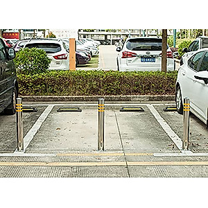 Parking Pile and Chain,Parking Bollard Warning Column with Reflective Tape,Easy Install Dedicated Parking Space Lock