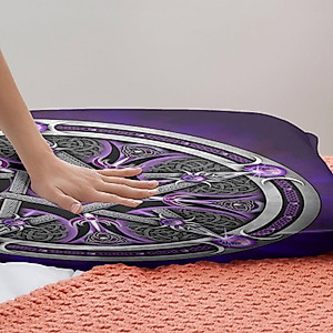 Bedding Sheet Bed Sets, Purple Wicca Wiccan Star Pentagram Pentacle Soft 3-Pieces Duvet Cover Set Comfy 1 Comforter Cover & 2 Pillowcases for All Season Full(79"×90")