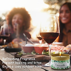 Scented Candle Set 4 Pack Citronella Candles Outdoor, 32 Oz Long Lasting Soy Wax Citronella Candles Set, Large Tin Candles with Fresh Citronella Oil for Camping Garden Patio Yard Balcony Party Indoor