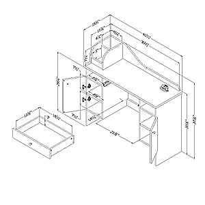 South Shore Make-up Dressing Table with 2 Doors and Storage Baskets, Pure White