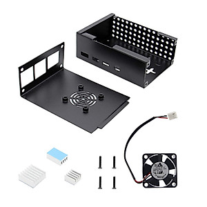 RICHEN Raspberry Pi 4 Case, Pi 4B Metal Case,Raspberry Pi 4 Model B Protective Metal Case with Cooling Fan and 3PCS Aluminum Heatsinks Compatible with Raspberry Pi 4B Computer Only (PI4B-CFH)