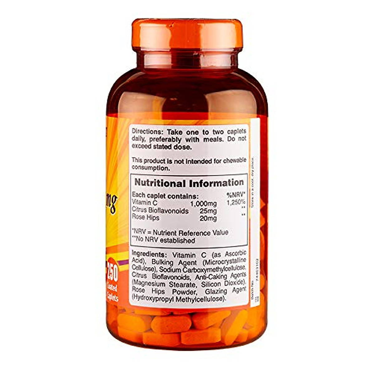 Holland & Barrett Vitamin C with Wild Rose HIPS 250 Caplets 1000mg