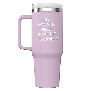 shop4ever My Favorite Niece Gave Me This Tumbler Engraved Insulated Stainless Steel Tumbler with Handle, Lid, and Straw 40 oz. Funny Gift for Aunt or Uncle (Lavender)
