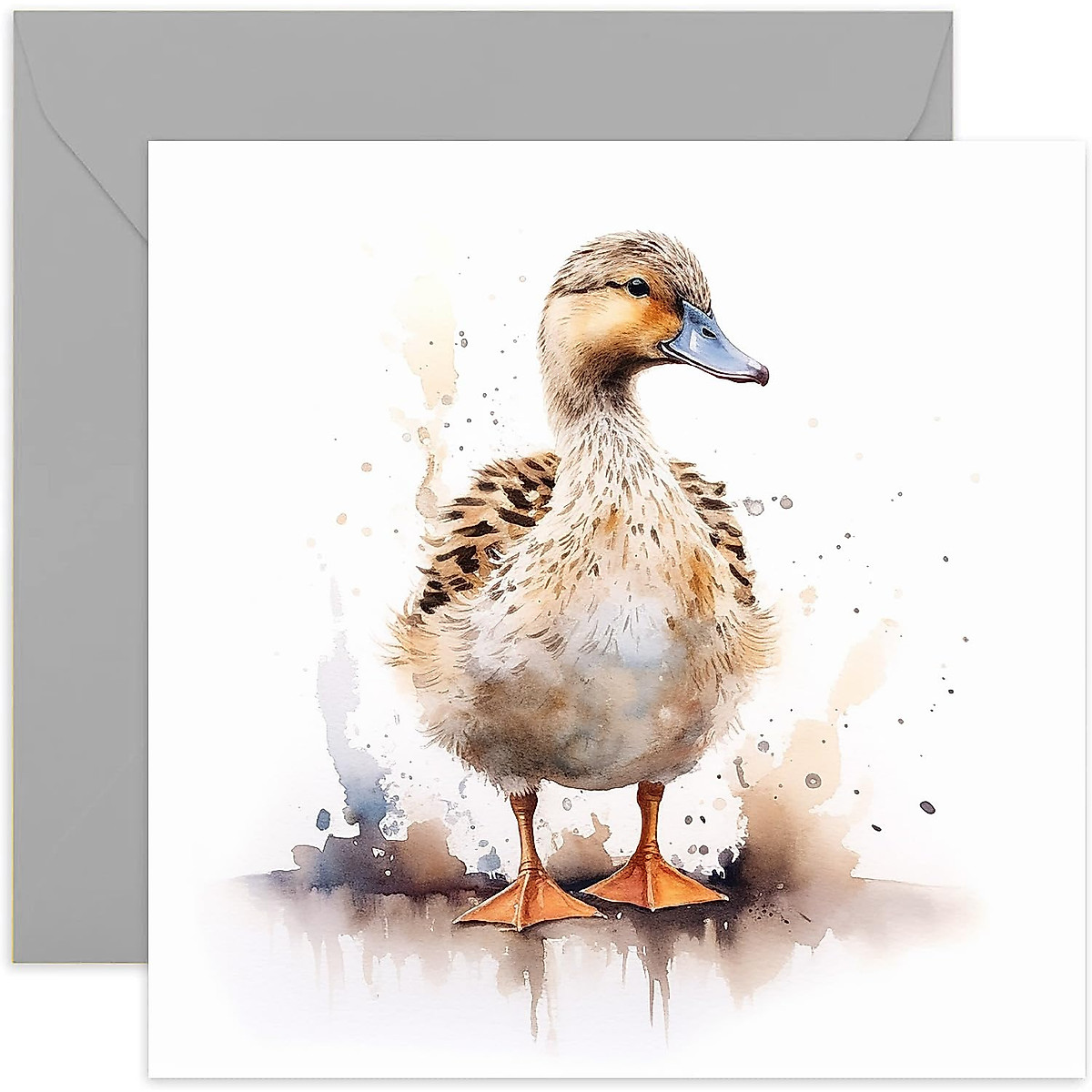 Old English Co. Watercolour Painting Duck Greeting Card for Birthday - Cute Birthday Card for Mum, Grandma, Nana - Wildlife Art Card for Thinking of You, Thank You | Blank Inside Envelope